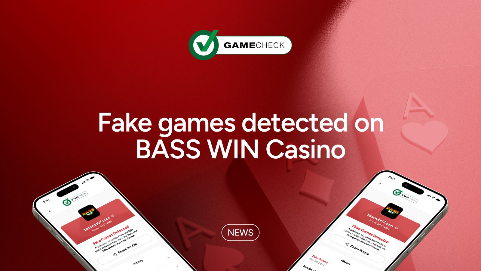 Gamecheck dettected fake game in BASS WIN Casino scandal